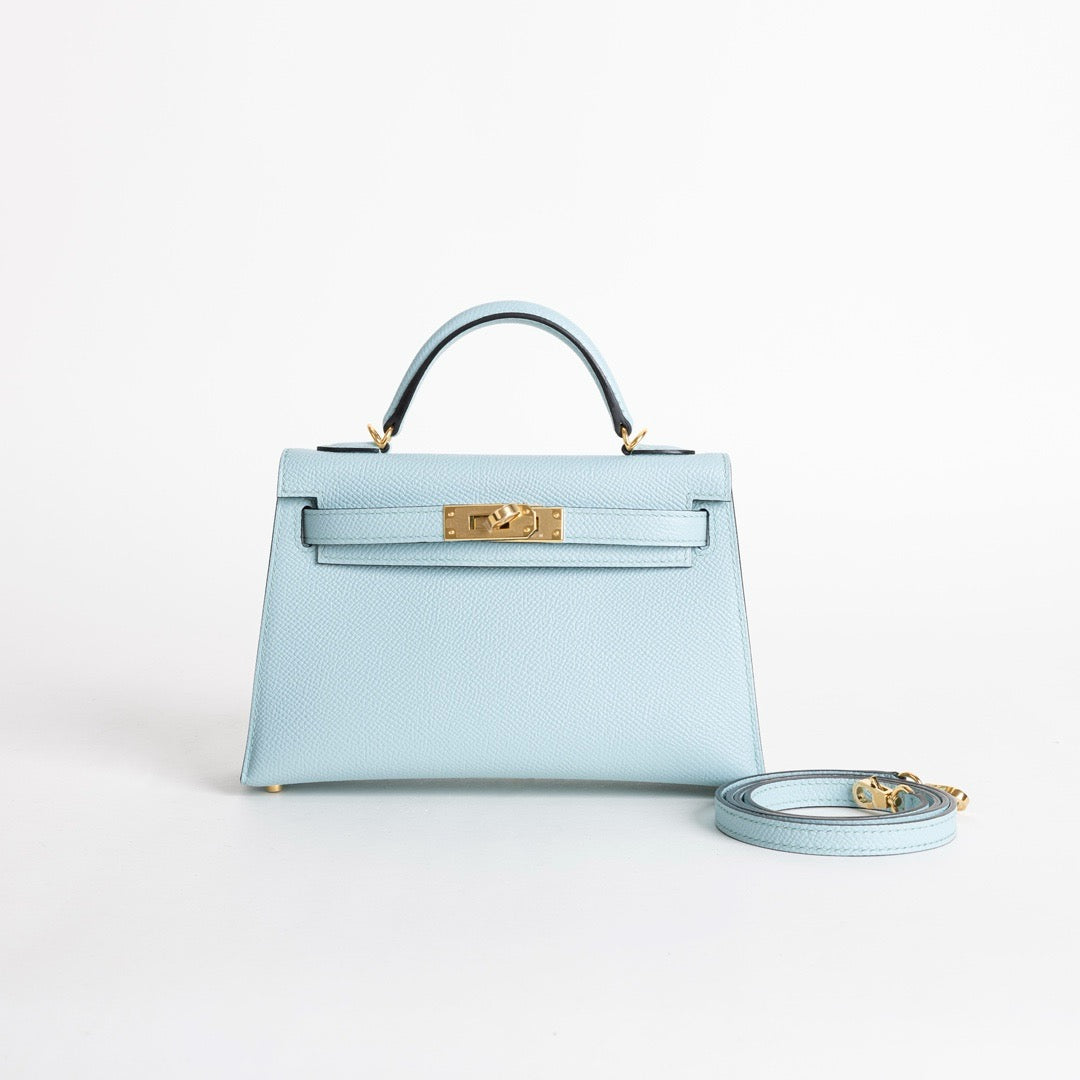 MINI KELLY II (20) EPSOM LEATHER BLEU ZEPHYR WITH GOLD HARDWARE (GHW ...
